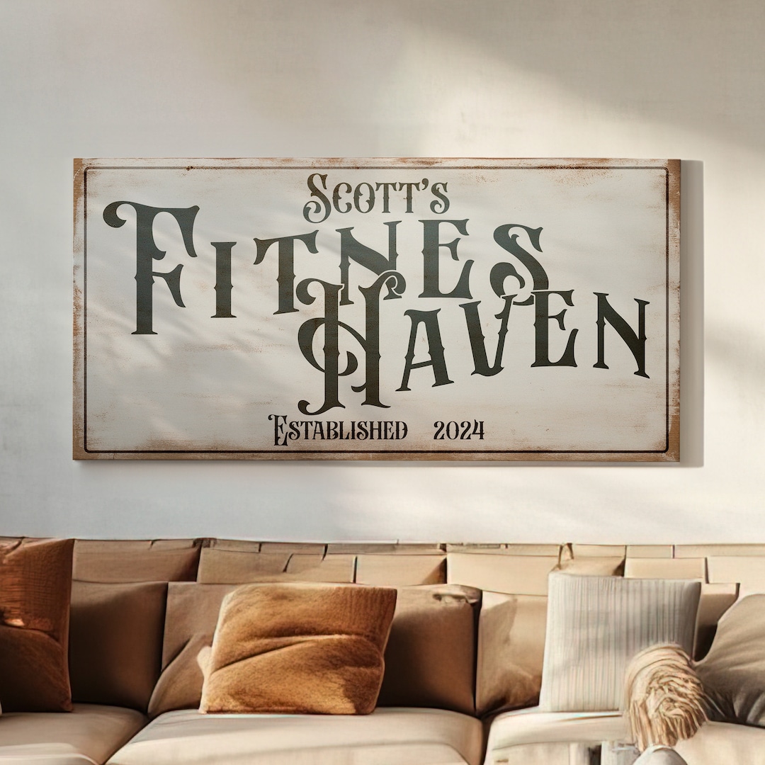Custom Home Gym Sign, Fitness Haven Man Cave Sign Personalized Fitness ...