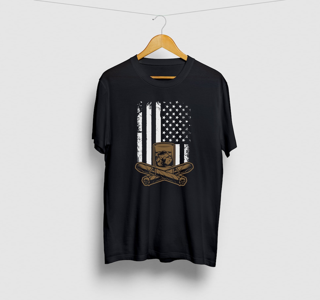 Flag Cigars Shirt, Cigars and Bourbon, Smoker Shirt, Cigar Shirt, Cuban ...