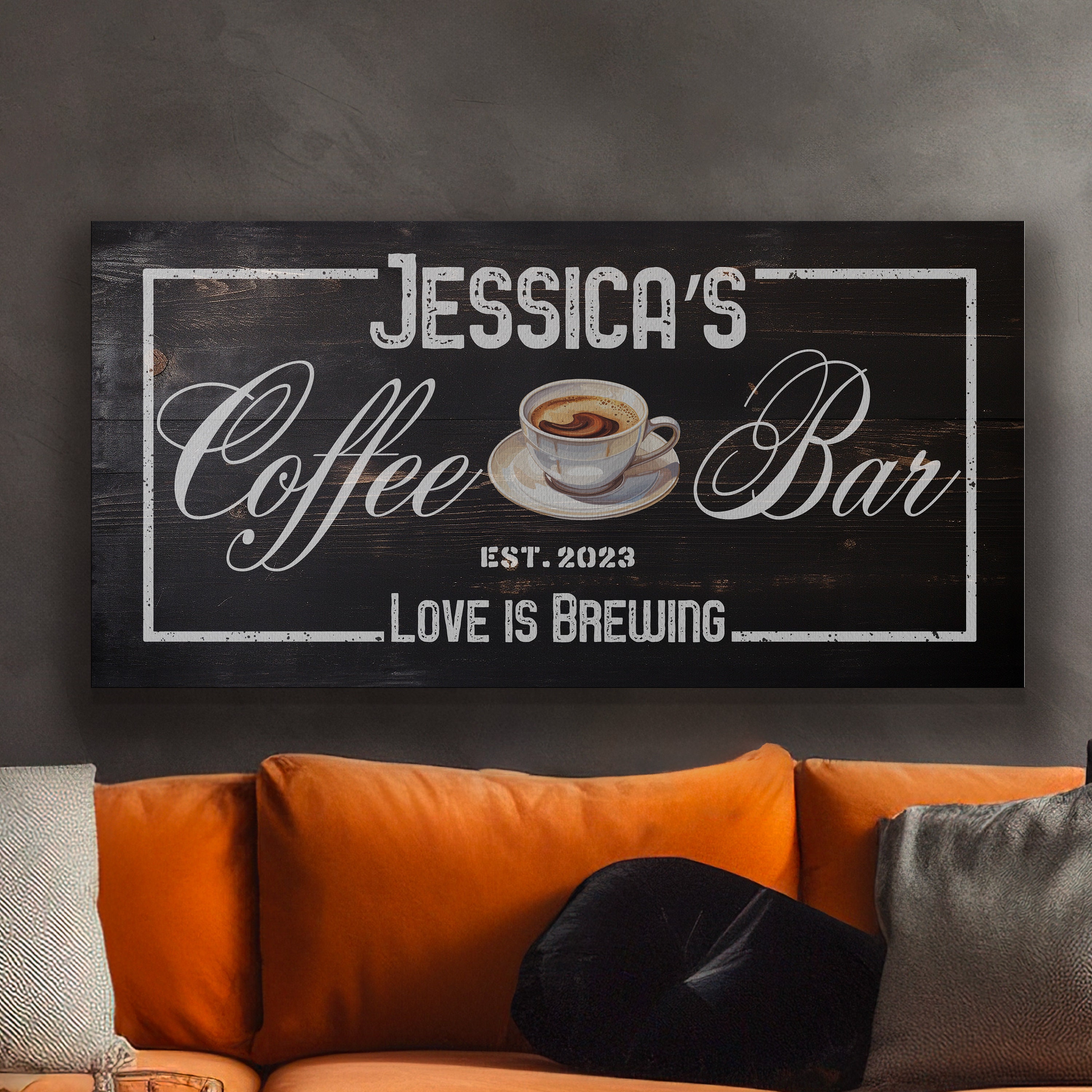 Coffee Bar Sign Rustic Coffee Station Bar Wall Art, Personalized Family ...