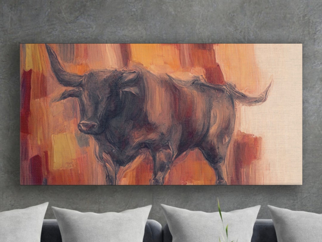 Bull Landscape Canvas Print, Bull Before the Fight Framed Wall Art ...