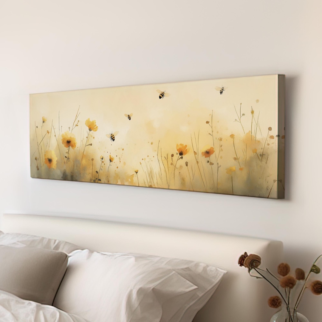 Bees on the Golden Field Panoramic Wall Art Bumble Bee, Panorama ...