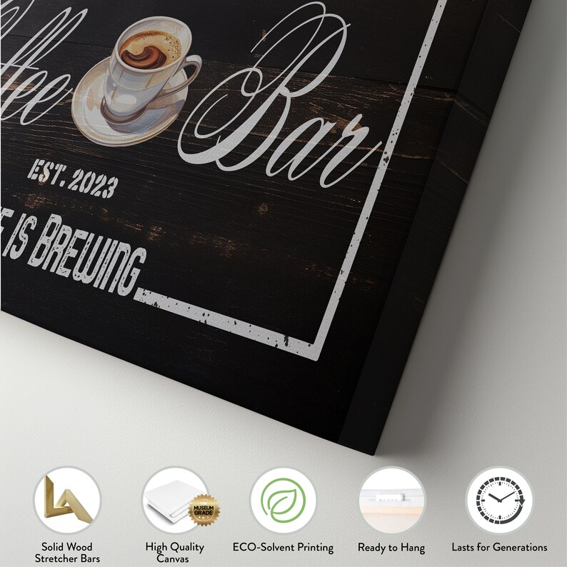 Coffee Bar Sign Rustic Coffee Station Bar Wall Art, Personalized Family ...