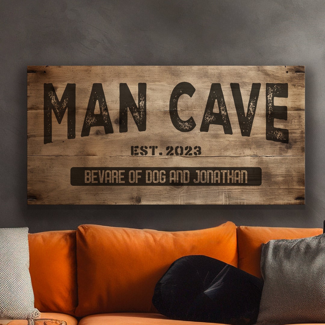 Personalized Man Cave Sign, Canvas Decor for Men, Bar Signage for ...