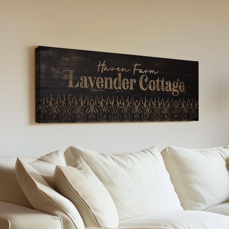 Lavender Cottage Sign Personalized Panoramic Personalized Farm, Vintage ...