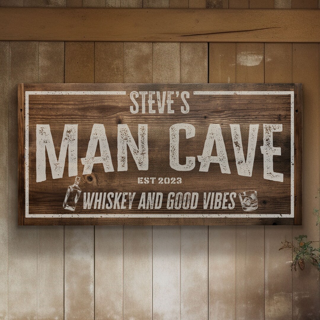 Personalized Man Cave Sign, Canvas Decor for Men, Bar Signage for ...