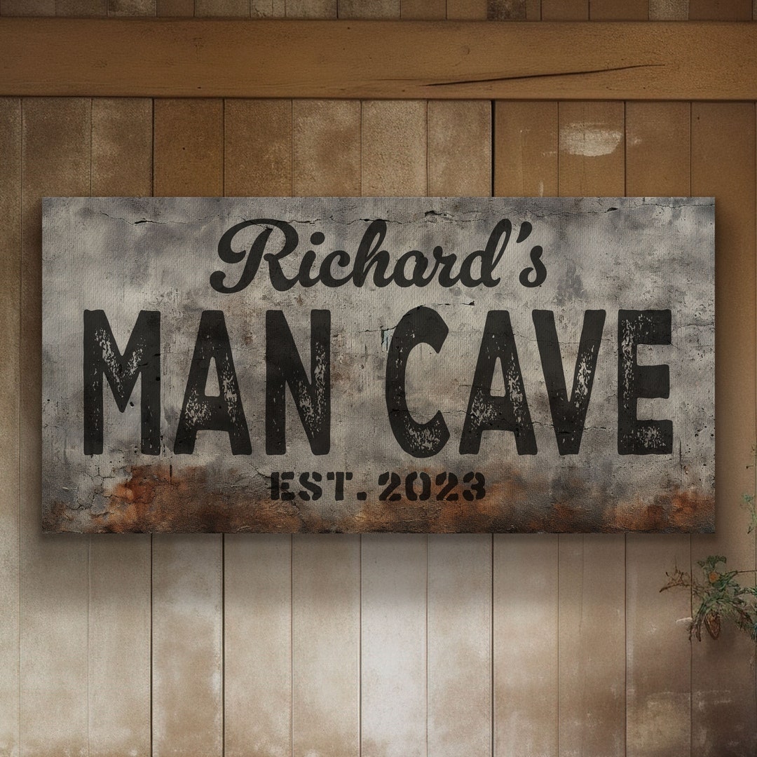 Personalized Man Cave Sign, Canvas Decor for Men, Bar Signage for ...