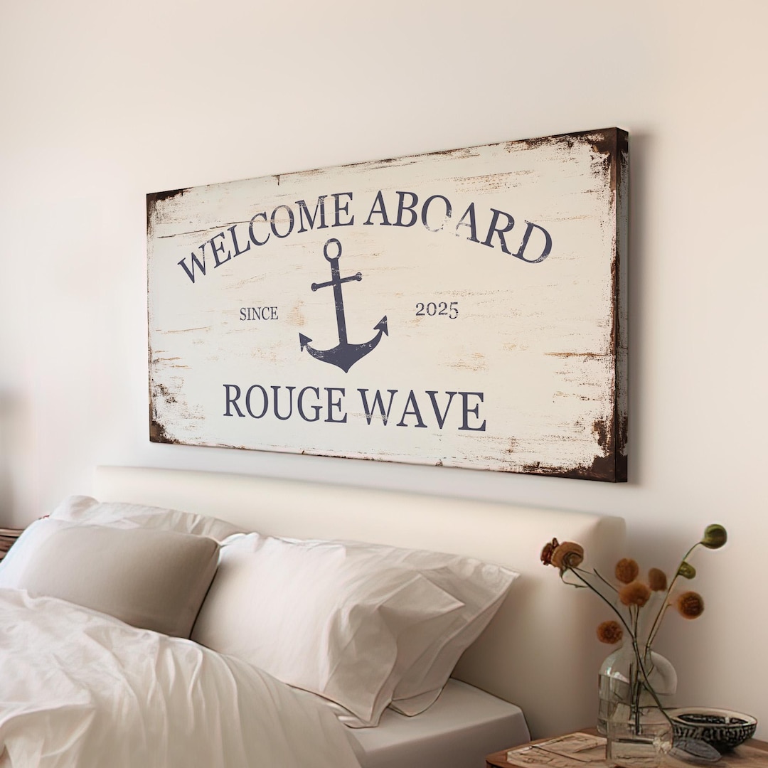 Welcome Aboard Sign Personalized Nautical Themed, Large Nautical Anchor ...