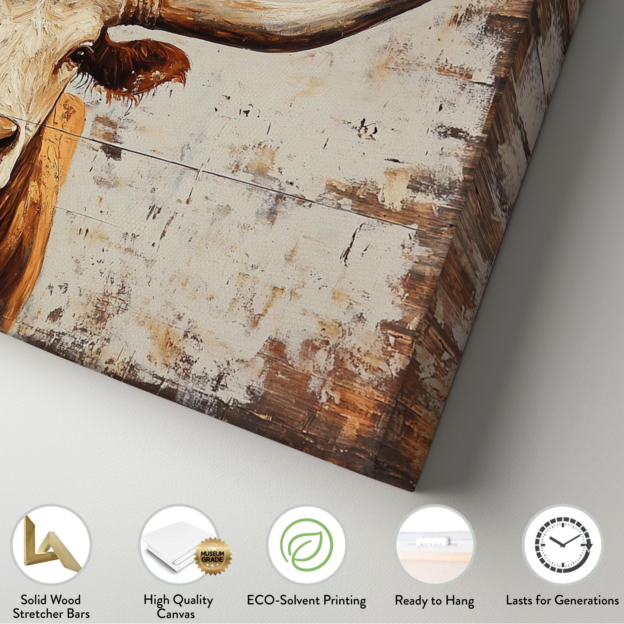 Rustic Texas Longhorn Portrait Lanscape Wooden Texture, 2x1 Country ...