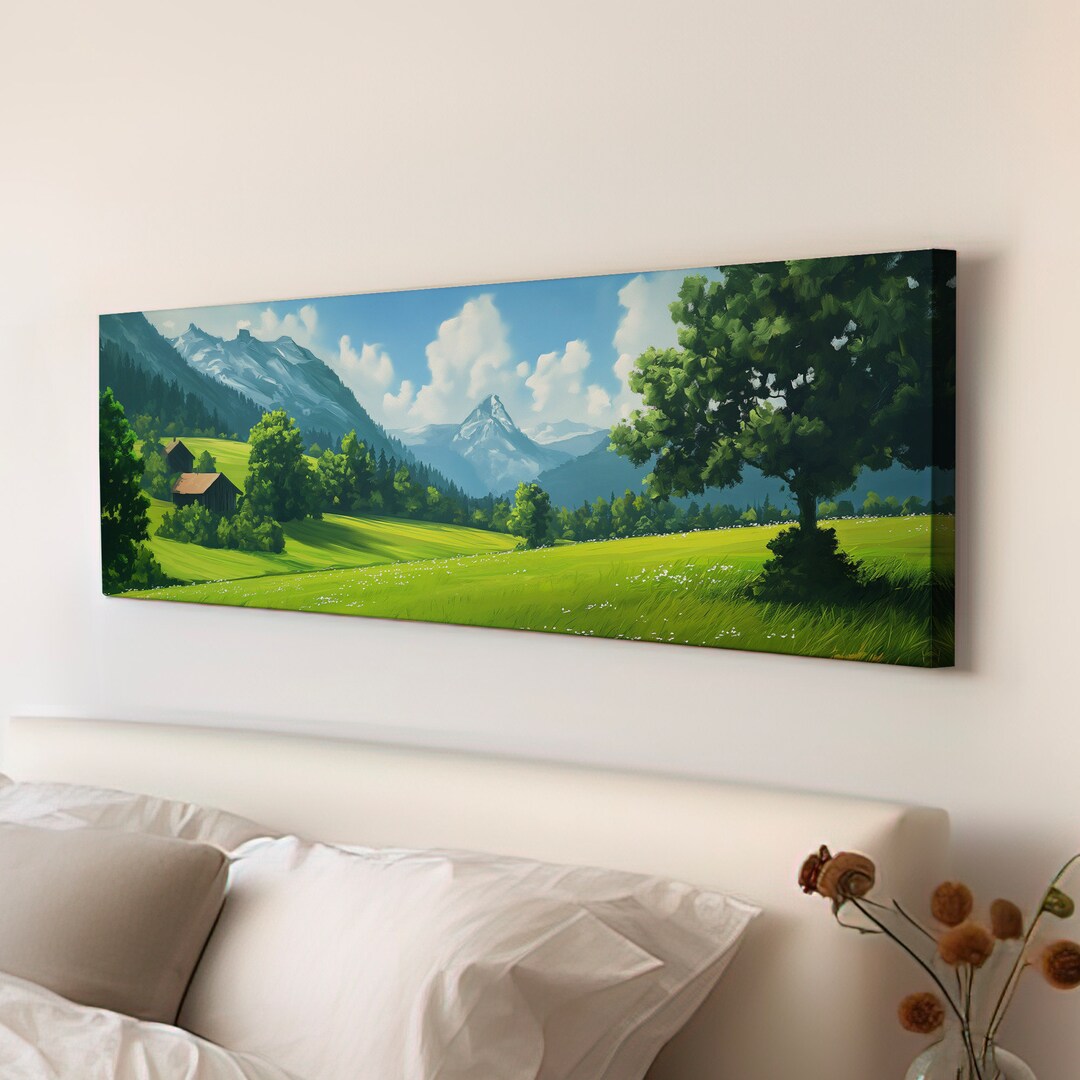 Beautiful Scene in Tirol Above Bed Wall Art Mountain Landscape ...