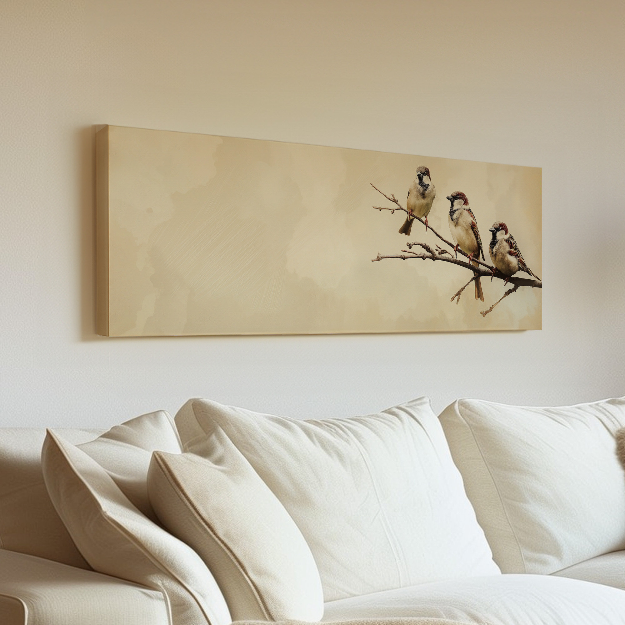 Beautiful Birds Long Horizontal Wall Art for Guestroom, Panoramic ...