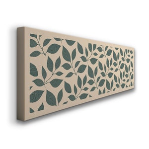 Hunter Green Floral Pattern Long Horizontal Wall Art for Living Room ...