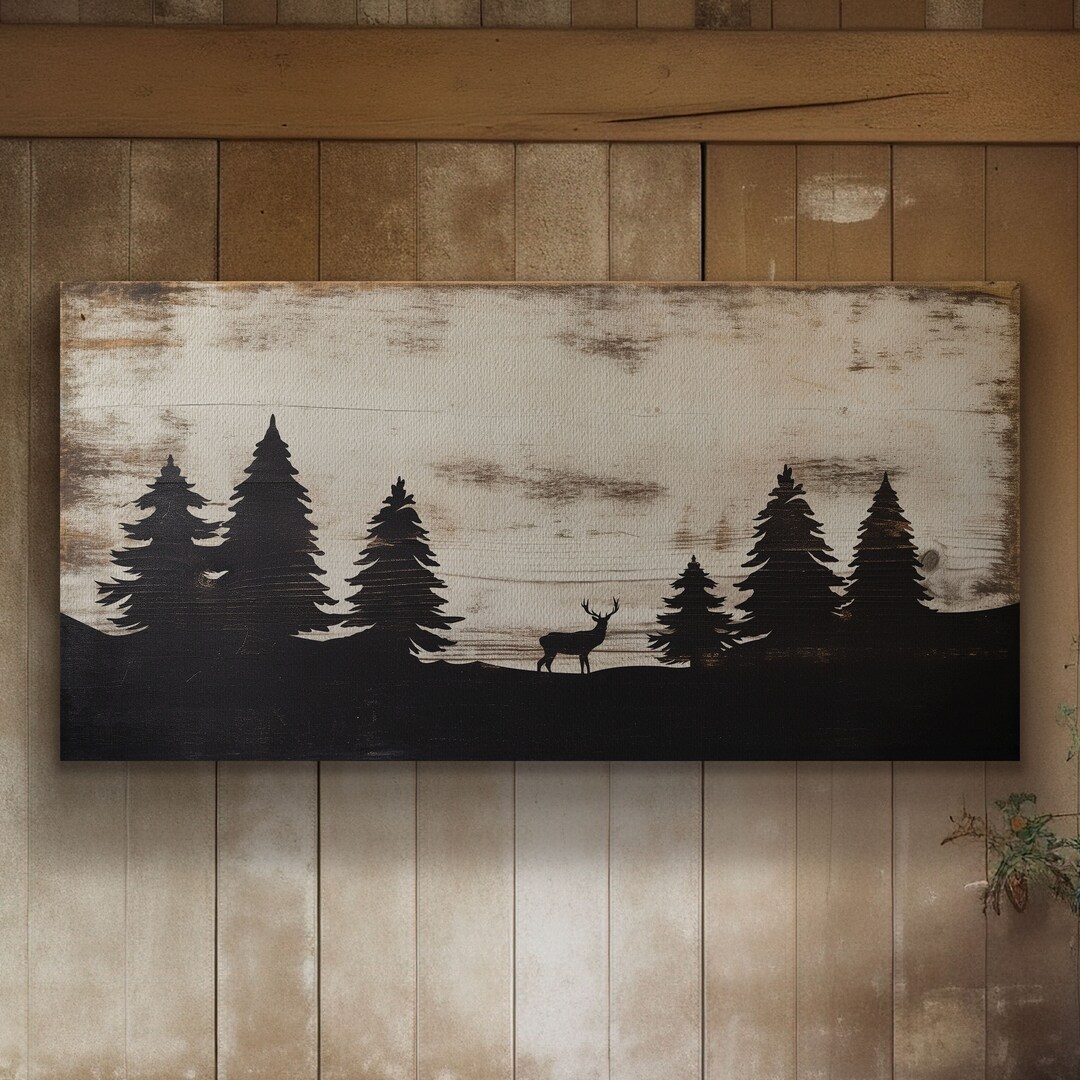 Mountain Lodge Sign Cabin Decor Rustic Farmhouse Vintage Holiday Canvas ...