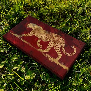 Gold Cheetah Long Horizontal Wall Art for Bedroom, Panoramic Red and ...