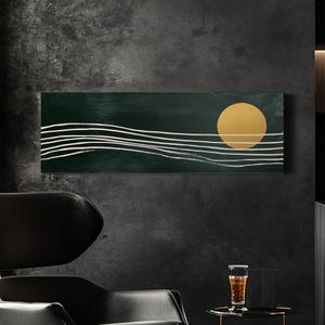 Green Abstract Sunset Panoramic Art Vibrant Energy, Canvas Modern Calm ...