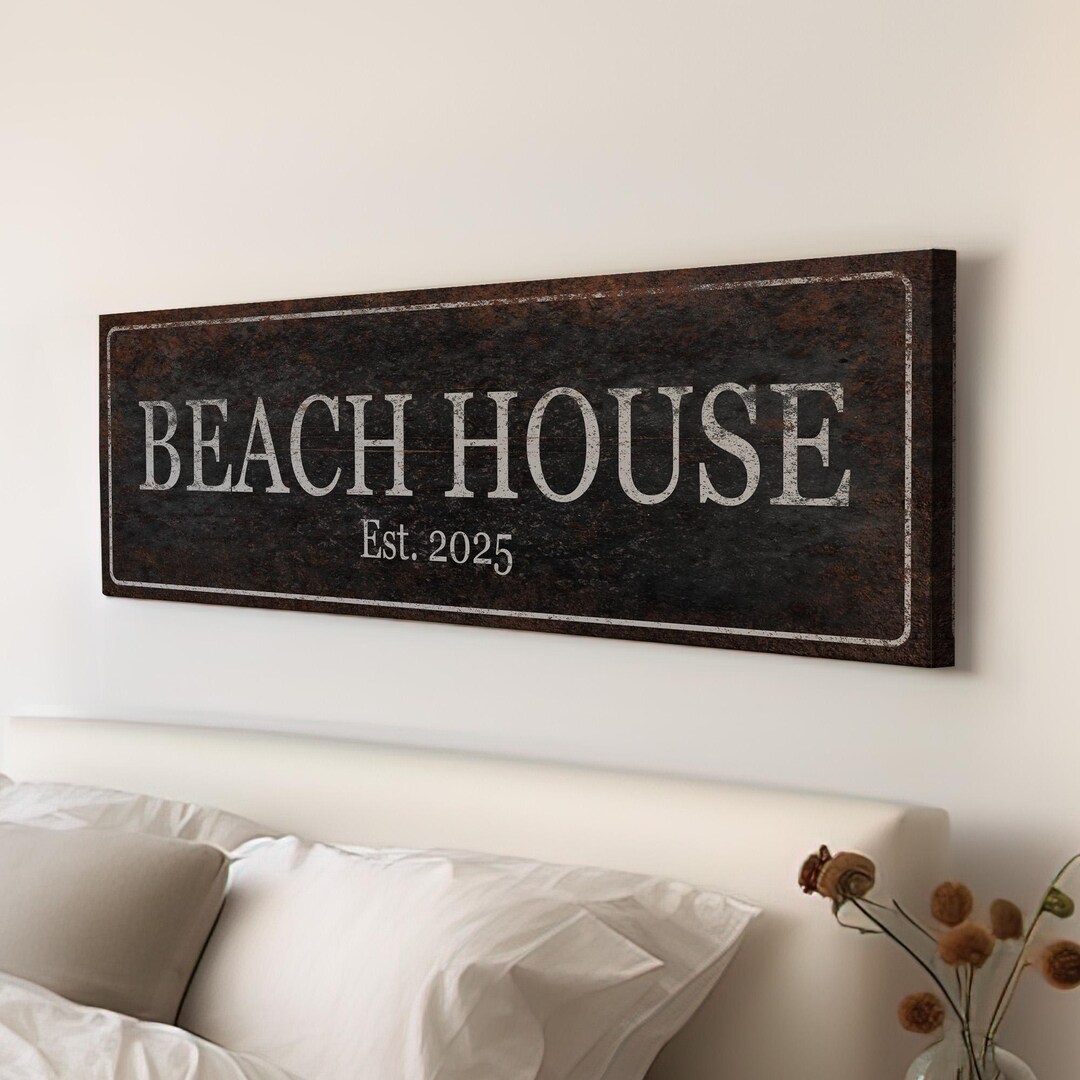 Rustic Beach House Sign Personalized Panoramic Personalized, Vintage ...