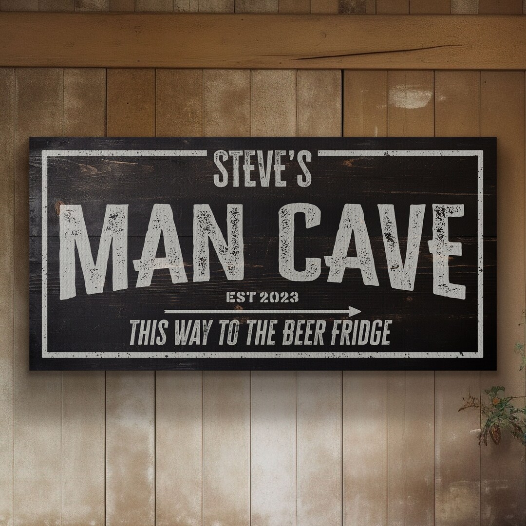 Personalized Man Cave Sign, Canvas Decor for Men, Bar Signage for ...