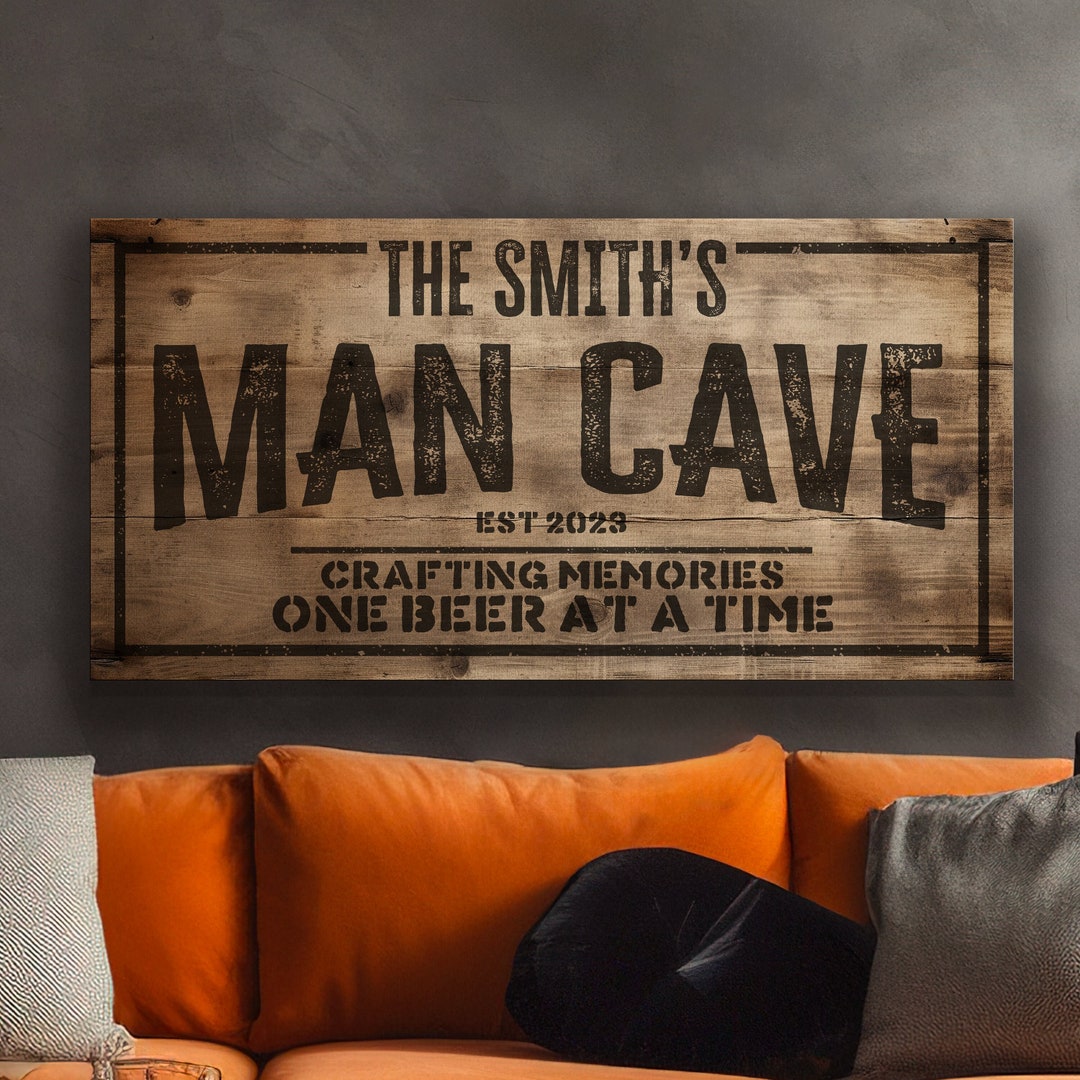 Personalized Man Cave Sign, Canvas Decor for Men, Bar Signage for ...