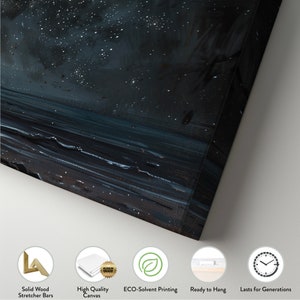 Sea Shore at Night Long Horizontal Wall Art for Bedroom, Panoramic ...