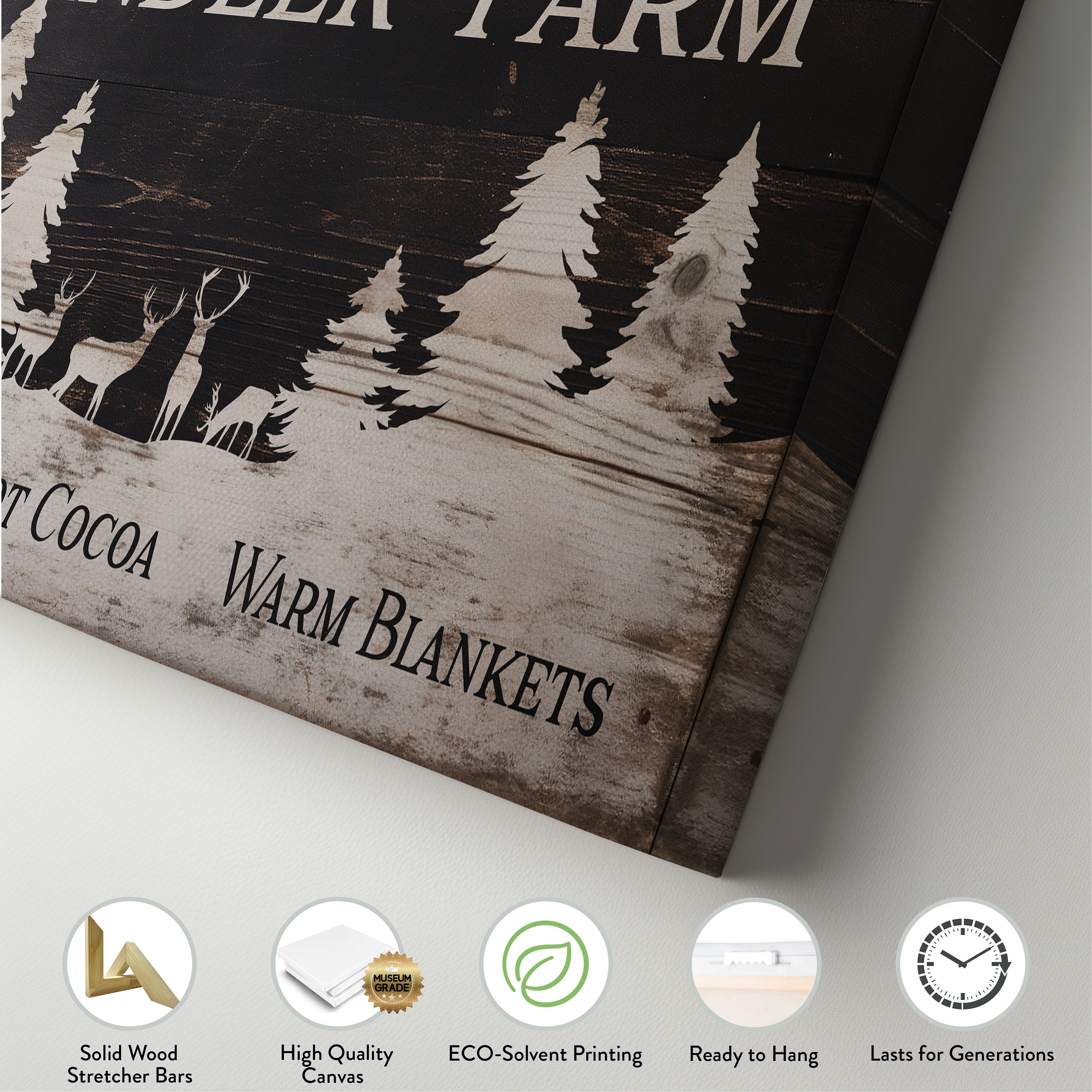 Reindeer Farm Sign Personalized Christmas Rustic Farmhouse Vintage ...