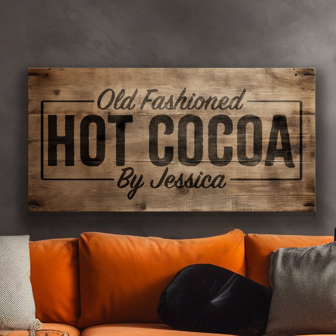 Hot Cocoa Bar Sign Personalized Christmas Rustic Farmhouse Vintage ...