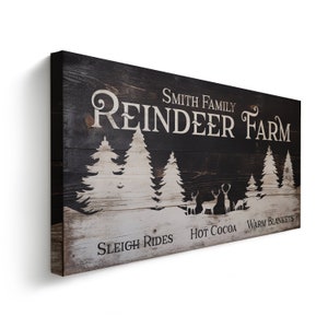 Reindeer Farm Sign Personalized Christmas Rustic Farmhouse Vintage ...