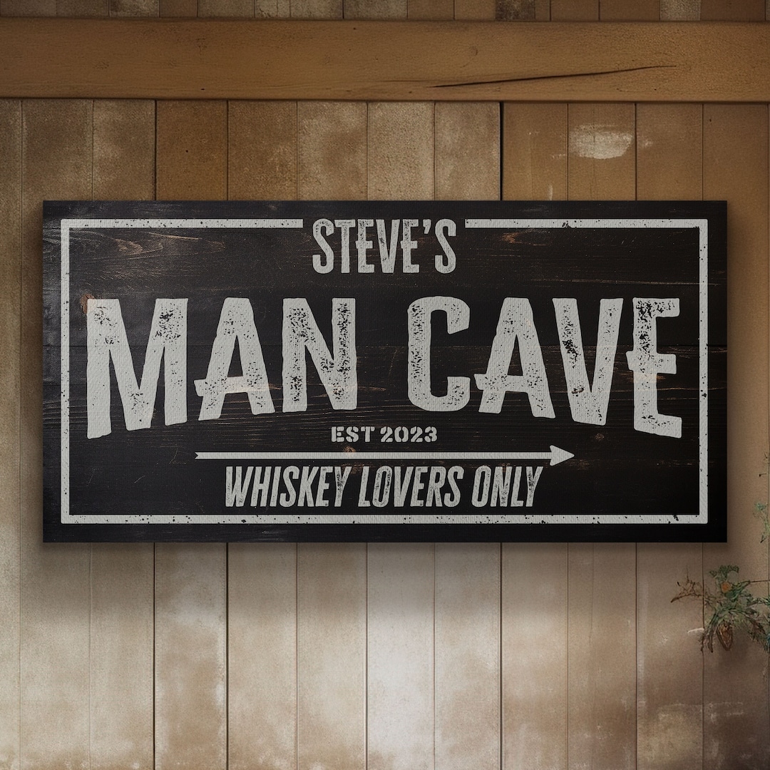 Personalized Man Cave Sign, Canvas Decor for Men, Bar Signage for ...