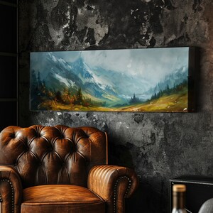 Beautiful Valley Painting Above Bed Wall Art Mountain, Panoramic ...