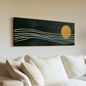 Green Abstract Sunset Panoramic Art Vibrant Energy, Canvas Modern Calm ...