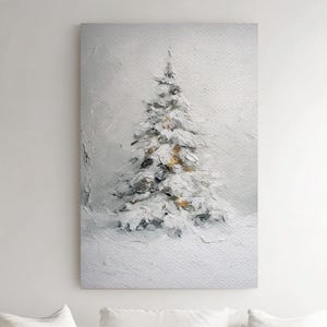 Snowy Pine Tree Vertical Wall Art Christmas, Decor Winter Canvas Print ...