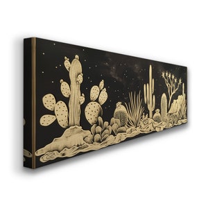 Cactus in the Desert Long Horizontal Wall Art for Guest Room, Panoramic ...