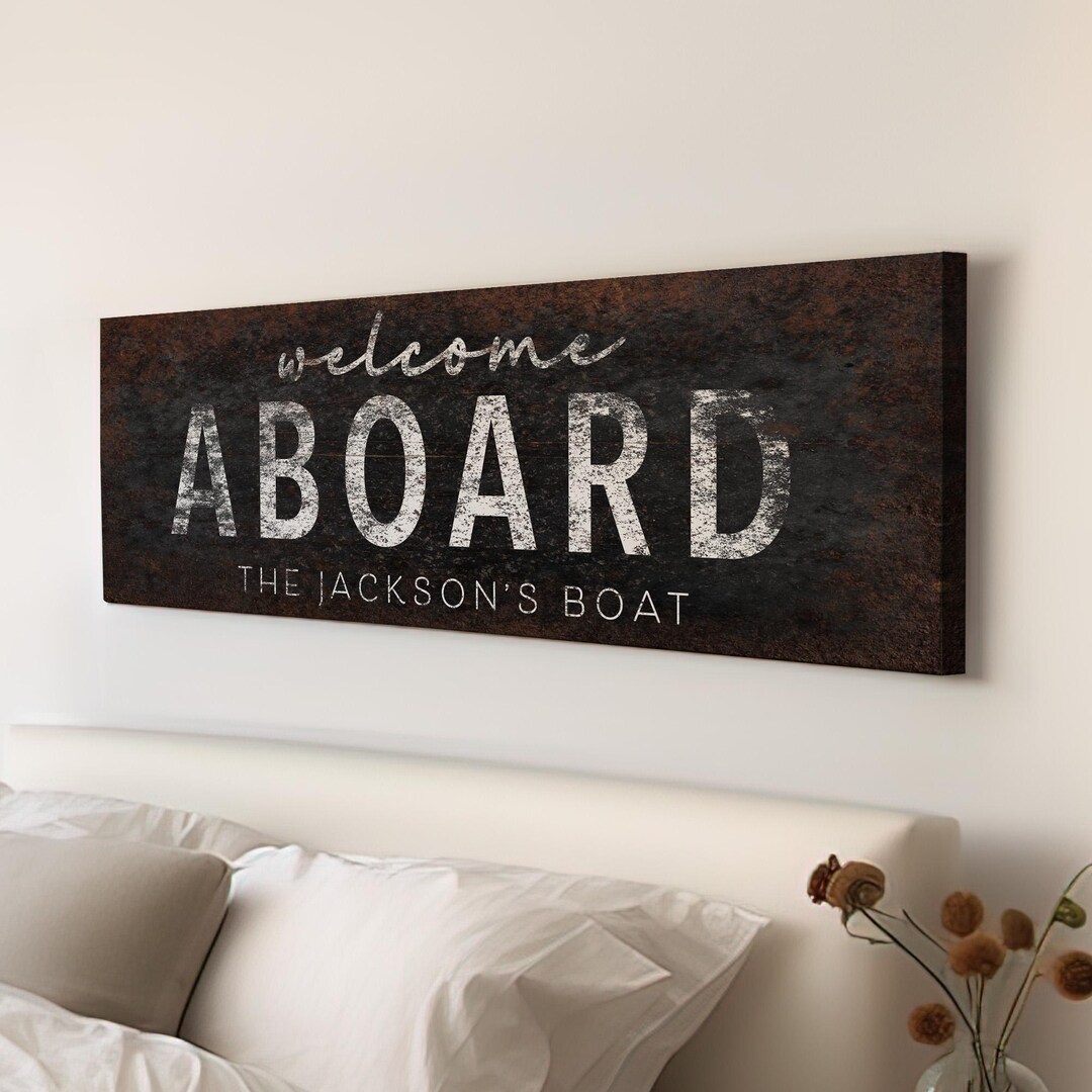 Welcome Aboard Sign Personalized Panoramic Personalized Boat, Vintage ...