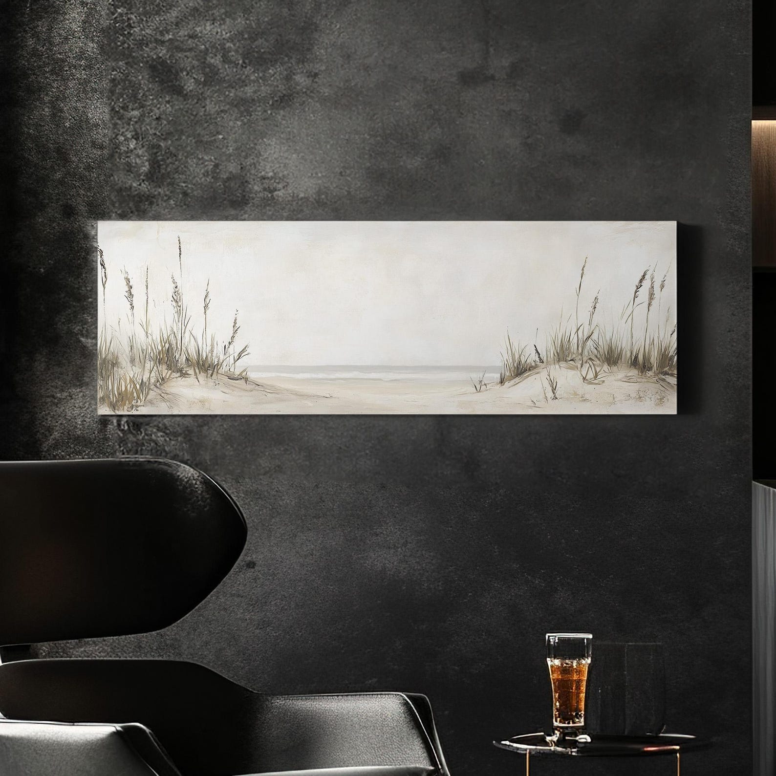 Sea Grass at the Beach Panoramic Muted Beach, Minimal Nautical Art ...
