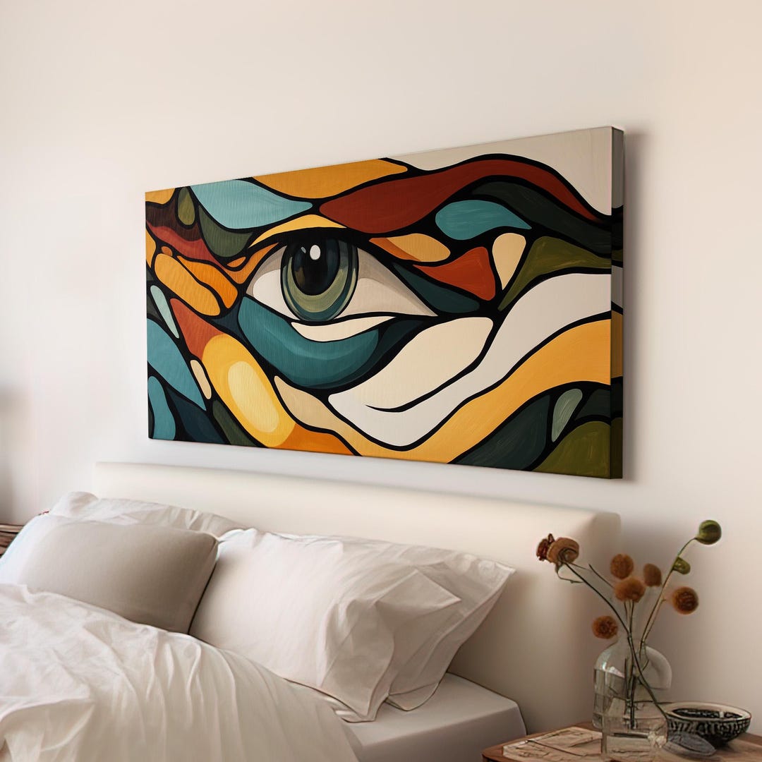 Abstract Eye Wall Art for Living Room, Horizontal Mid Century Canvas ...