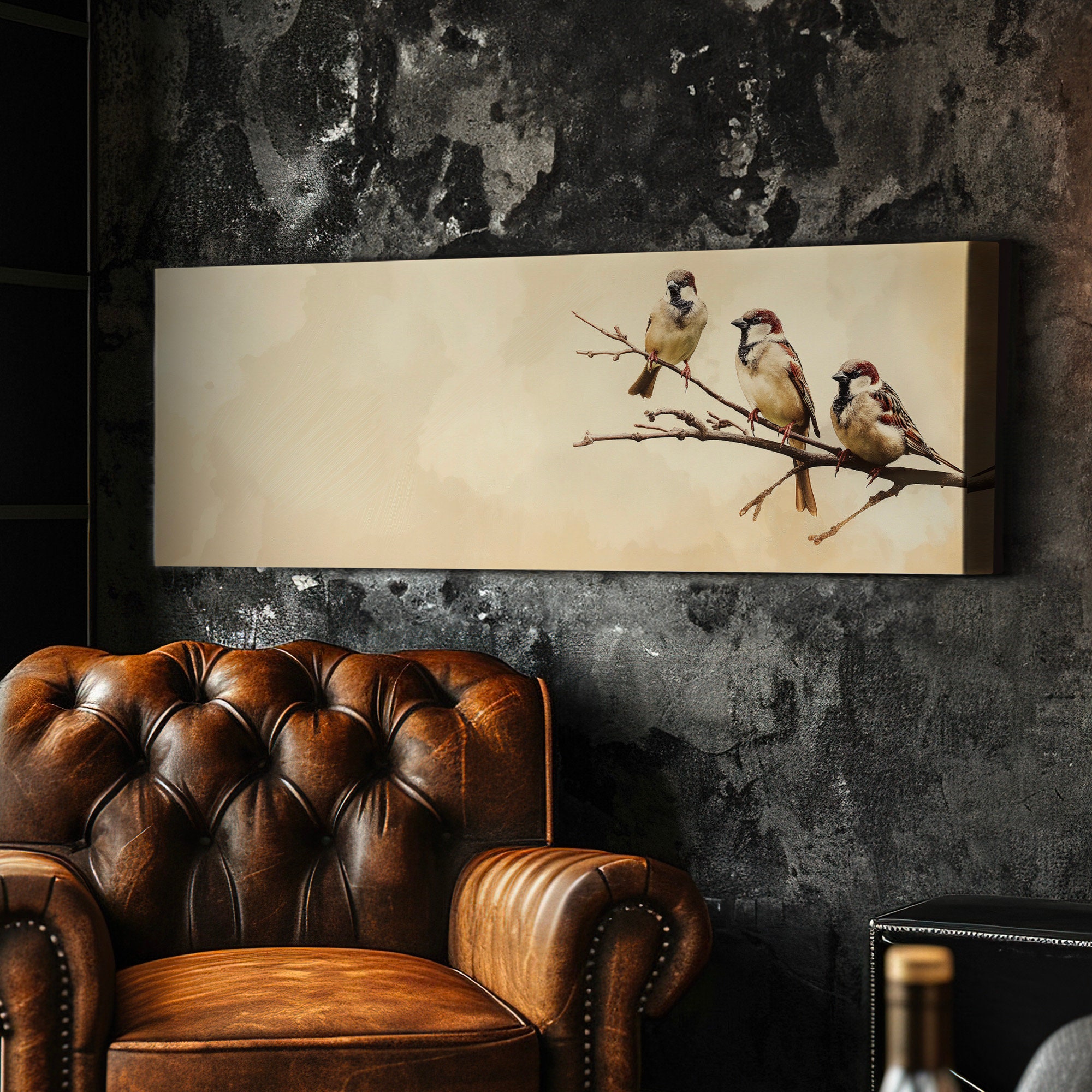 Beautiful Birds Long Horizontal Wall Art for Guestroom, Panoramic ...