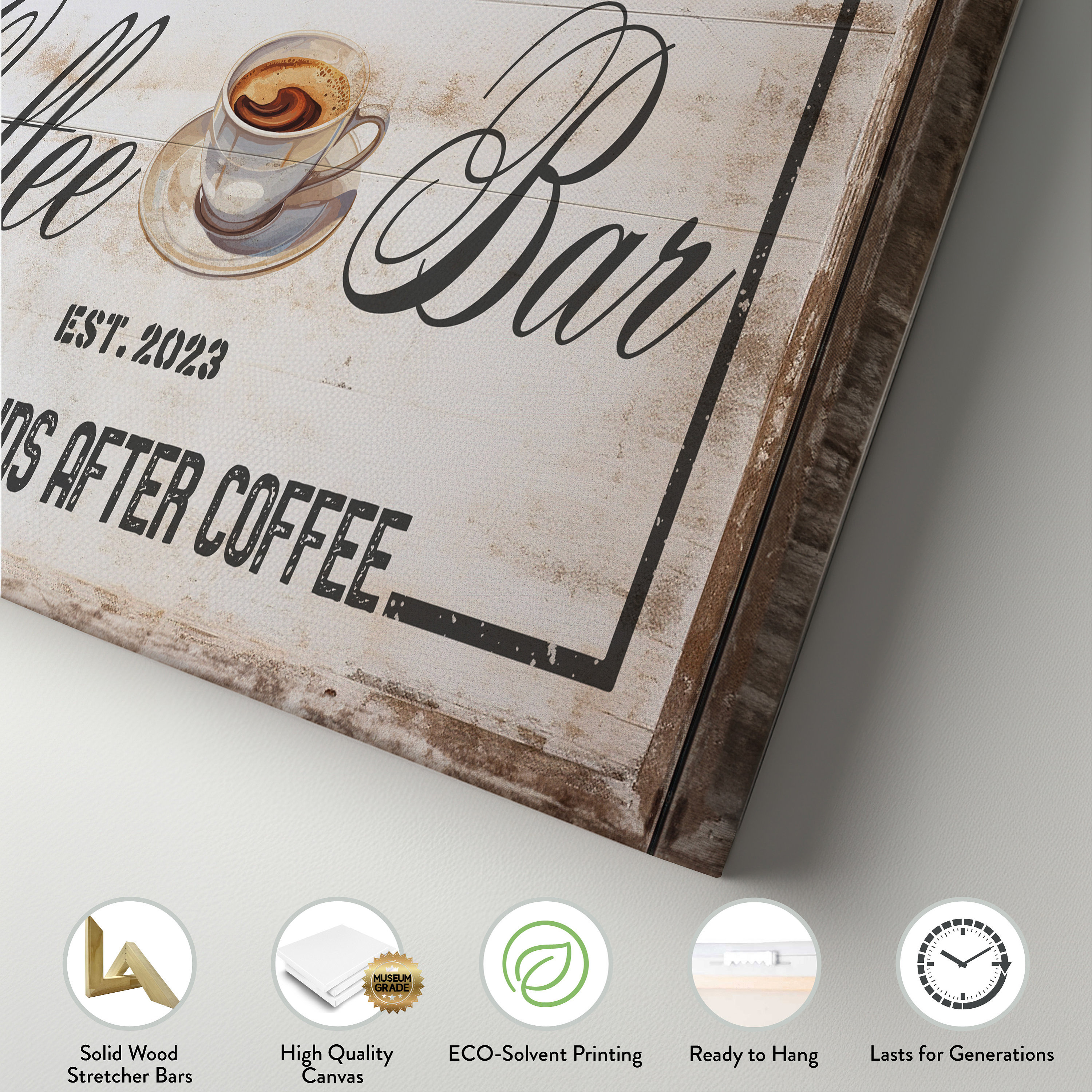 Coffee Bar Sign Rustic Coffee Station Bar Wall Art, Personalized Family ...