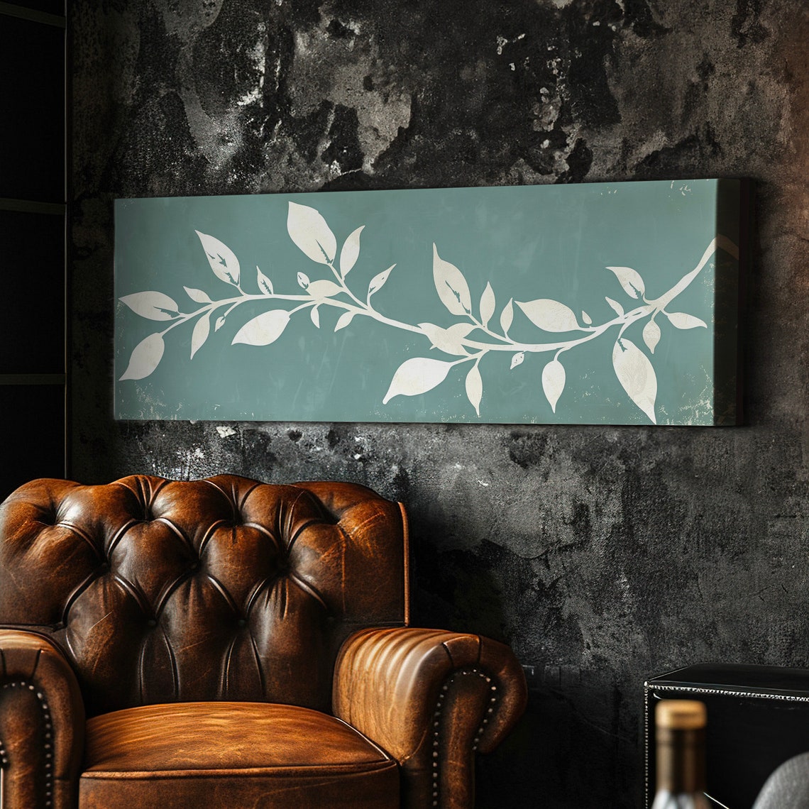Basil Long Horizontal Wall Art for Kitchen, Panoramic Botanical Canvas ...