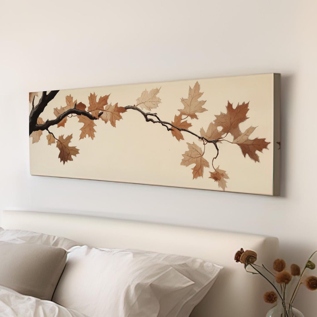 Vintage Maple Tree Branch Panoramic Wall Art Cottage Fall, Panorama ...