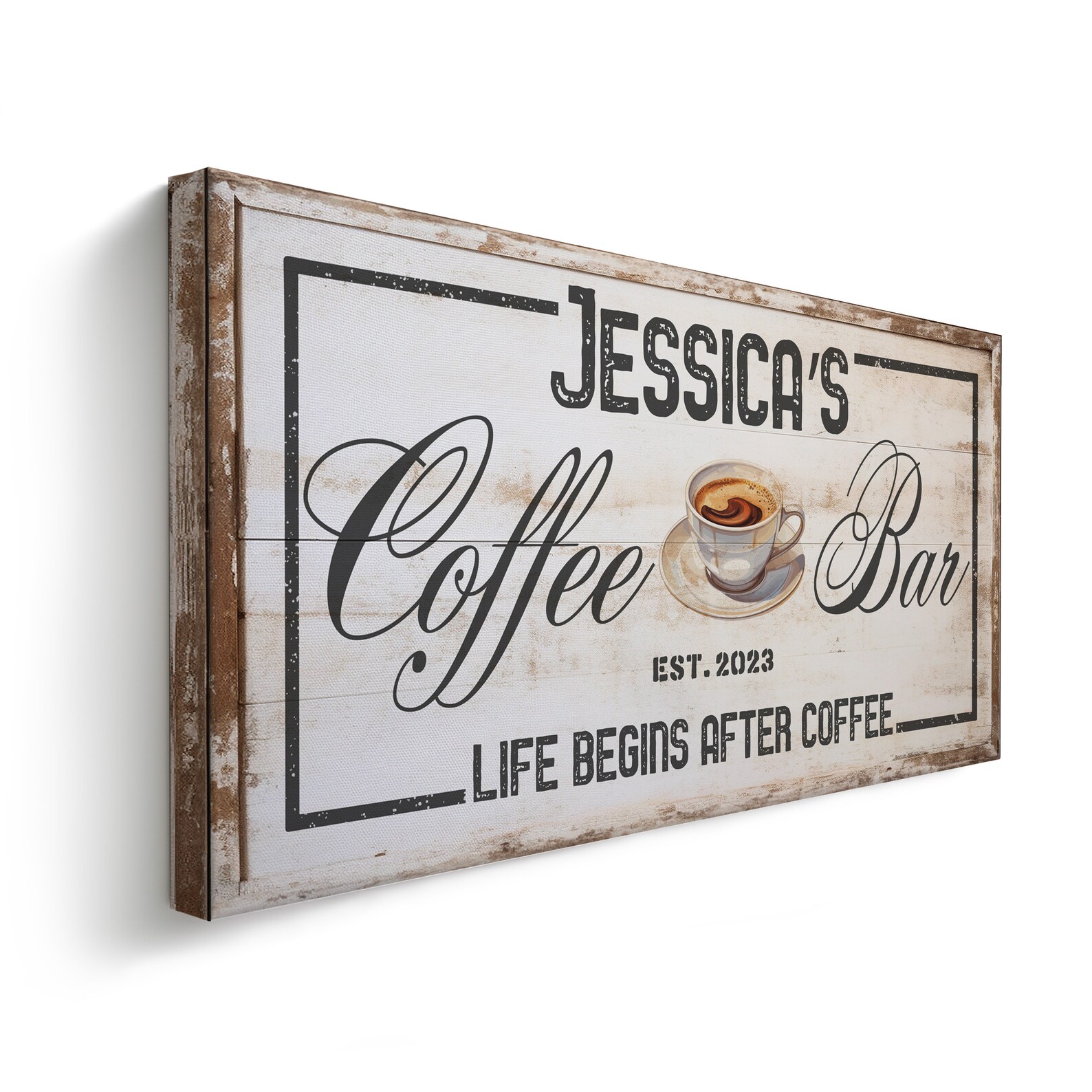 Coffee Bar Sign Rustic Coffee Station Bar Wall Art, Personalized Family ...