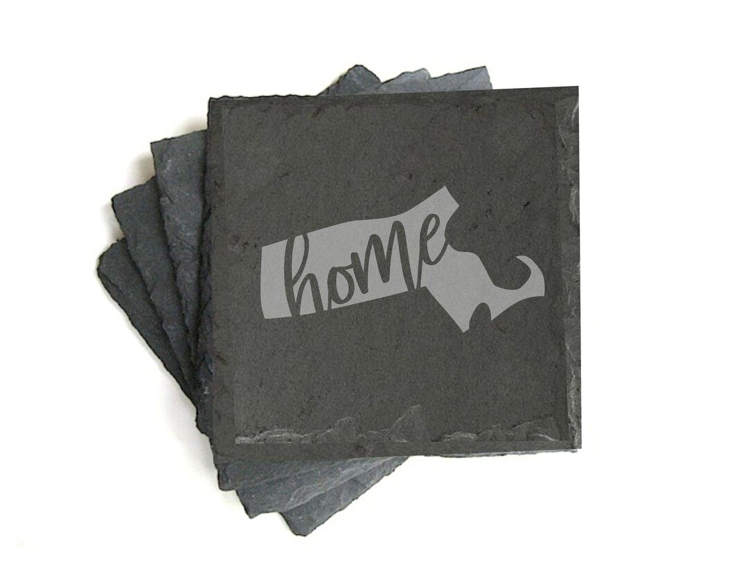 Engraved Slate Coaster, Rustic State Decor, Home State Coasters, Hand ...