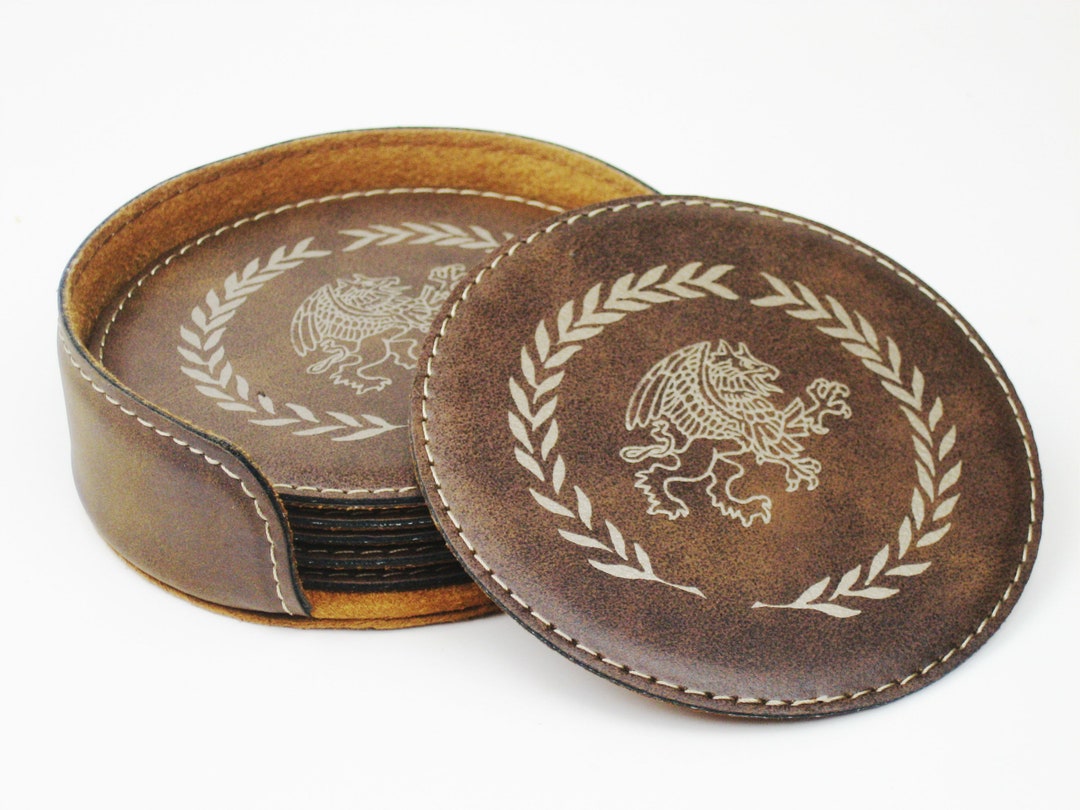 Custom Logo Coaster Set With Holder, Personalized Business Promo With ...