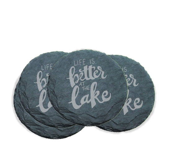 Life is Better at the Lake Personalized Slate Coaster Set - Etsy