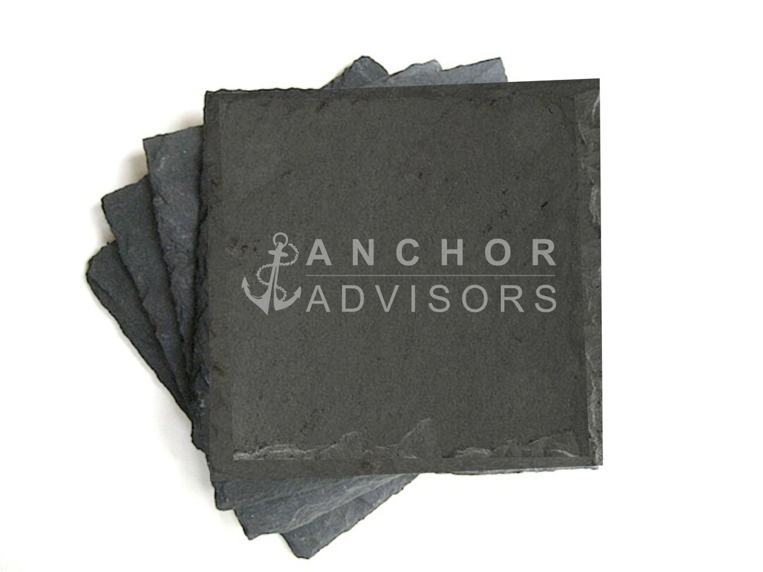 Engraved Logo Coasters, Set of 4 Slate Coaster, Personalized Stone ...