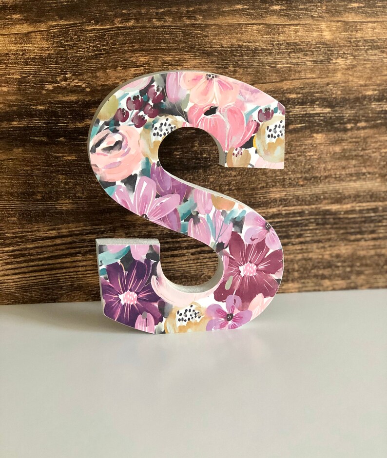 Floral Letter Floral Letter Decor Purple Floral Wall Art - Etsy