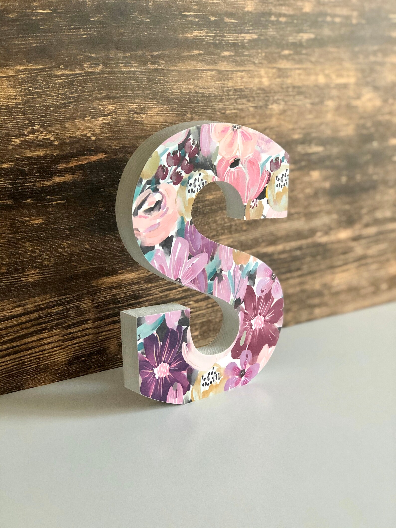 Floral Letter Floral Letter Decor Purple Floral Wall Art - Etsy