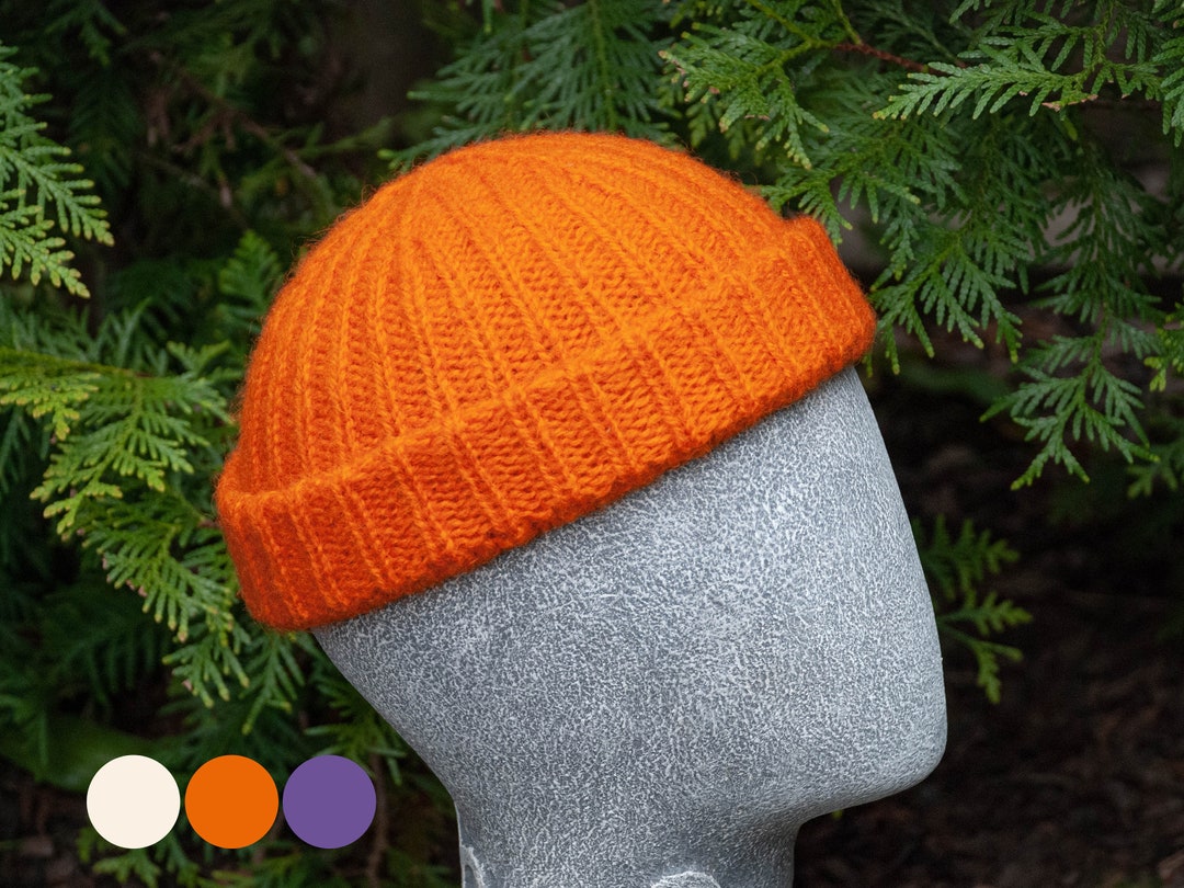 EXTRA SHORT Fisherman Ribbed Beanie, Docker Cap, Trawler Beanie. Fitted ...