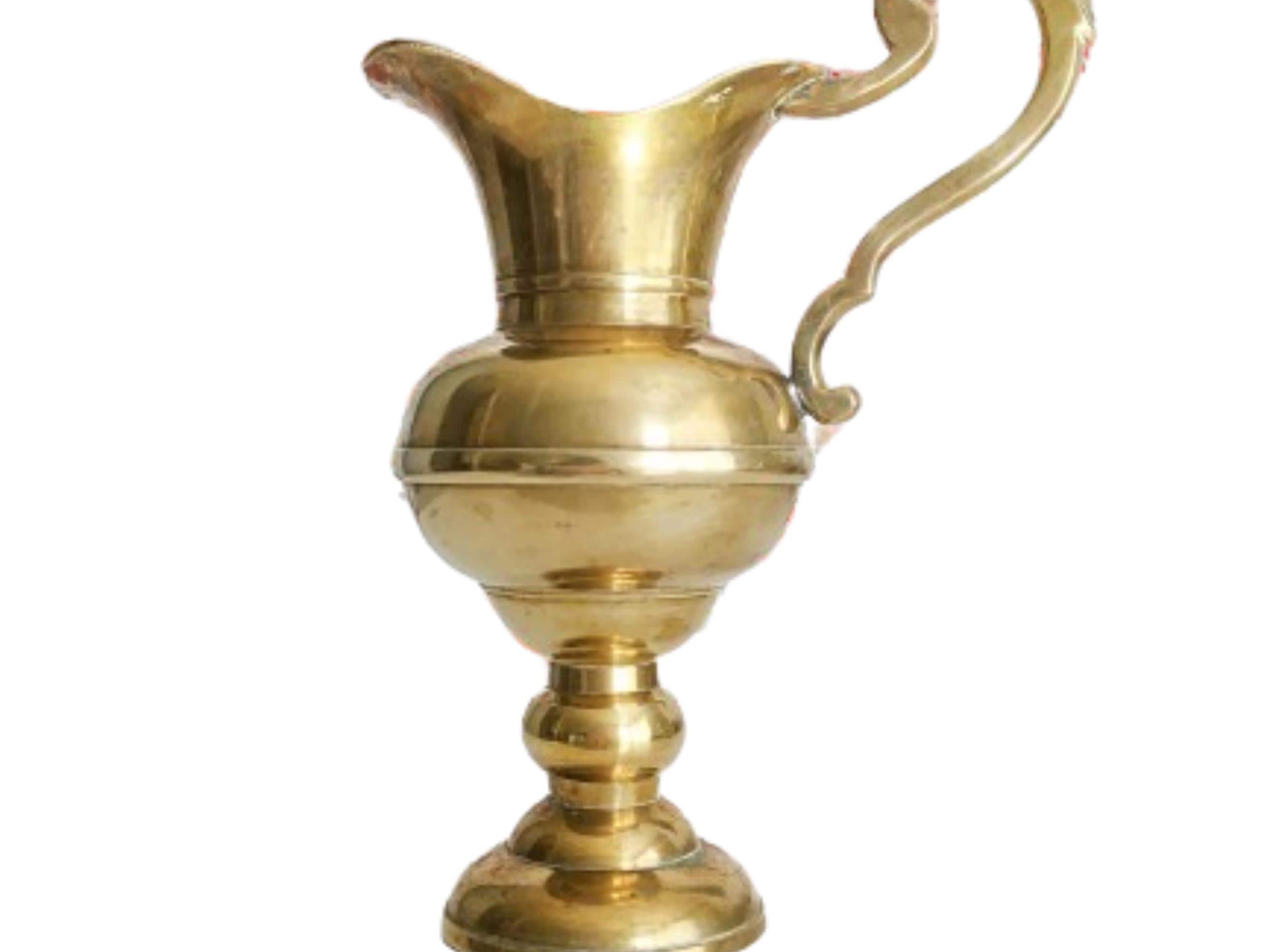 Vintage MCM Solid Brass Medium Size Pitcher Home Decor Shelf Display ...