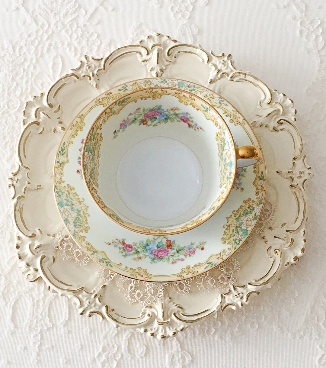 Vintage Noritake Tea Cup and Saucer Set – Floral Pattern, Fine Bone ...