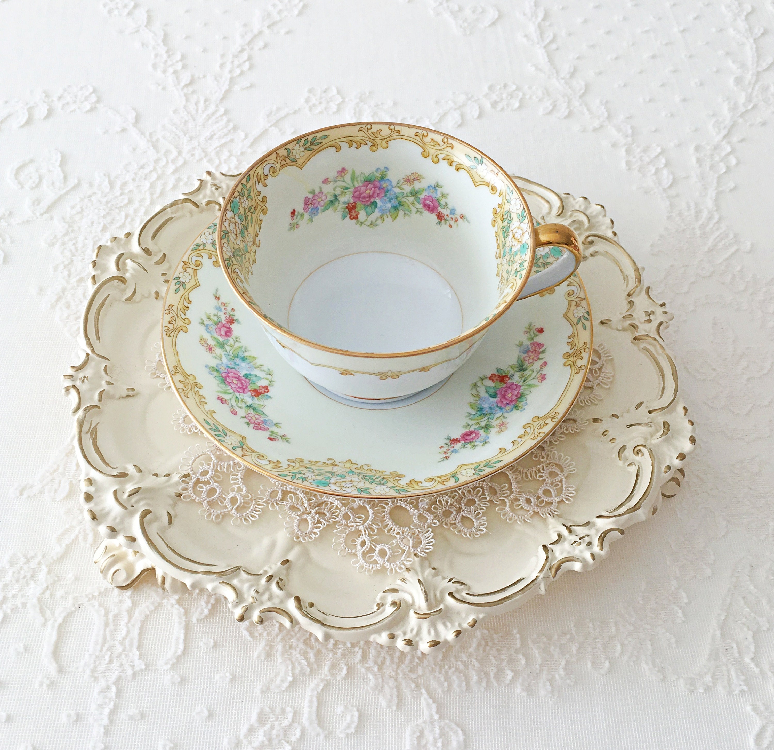 Vintage Noritake Tea Cup and Saucer Set – Floral Pattern, Fine Bone ...