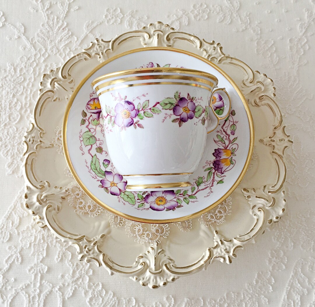 Royal Chelsea Vintage Tea Set for One Teacup and Saucer With Purple ...