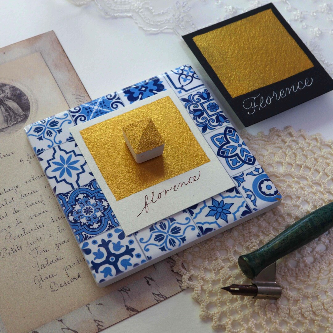 Florence - SHIMMER Color Calligraphy Solid Ink - Single Half Pan of ...